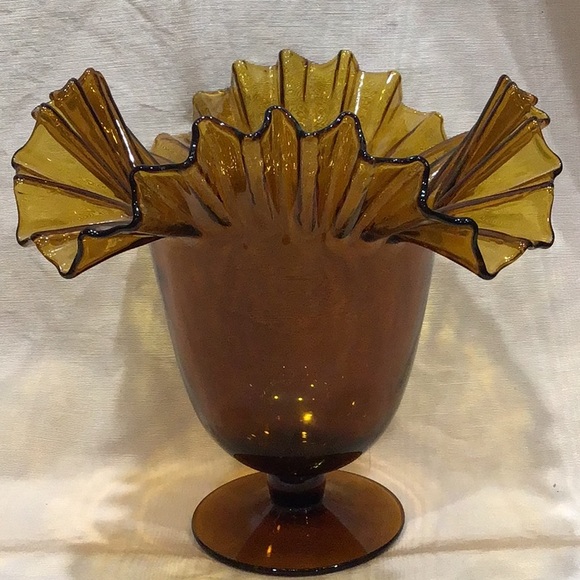 BLENKO | Accents | Vintage Blenko Ruffled Footed Vase | Poshmark